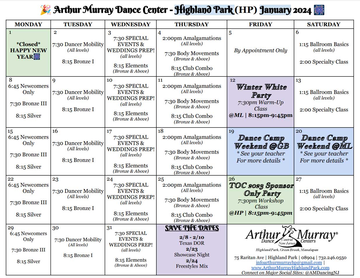 Calendar | Dance Lessons For Adults | Arthur Murray Dance Studio in ...